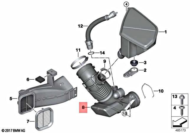 Genuine BMW X3 G01 G02 G30 G31 G32 518d 520d FILTERED AIR PIPE ...