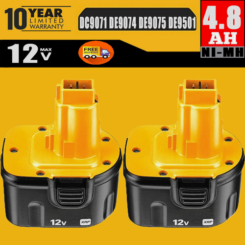 2 PACK 12V 4800mAh NiMh Battery for DeWalt DW9072 DW9071 DC9071 DE9037 ...