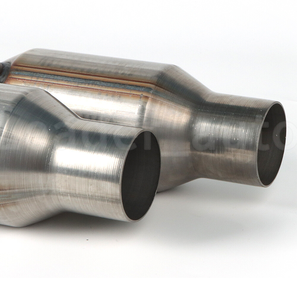 2Pcs 2.5" Universal High Flow Performance Catalytic Converter Stainless ...