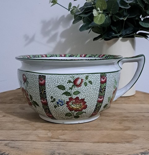 Vintage/ Antique Corona Ware Green, Black With Pink Roses, Chamber Pot ...