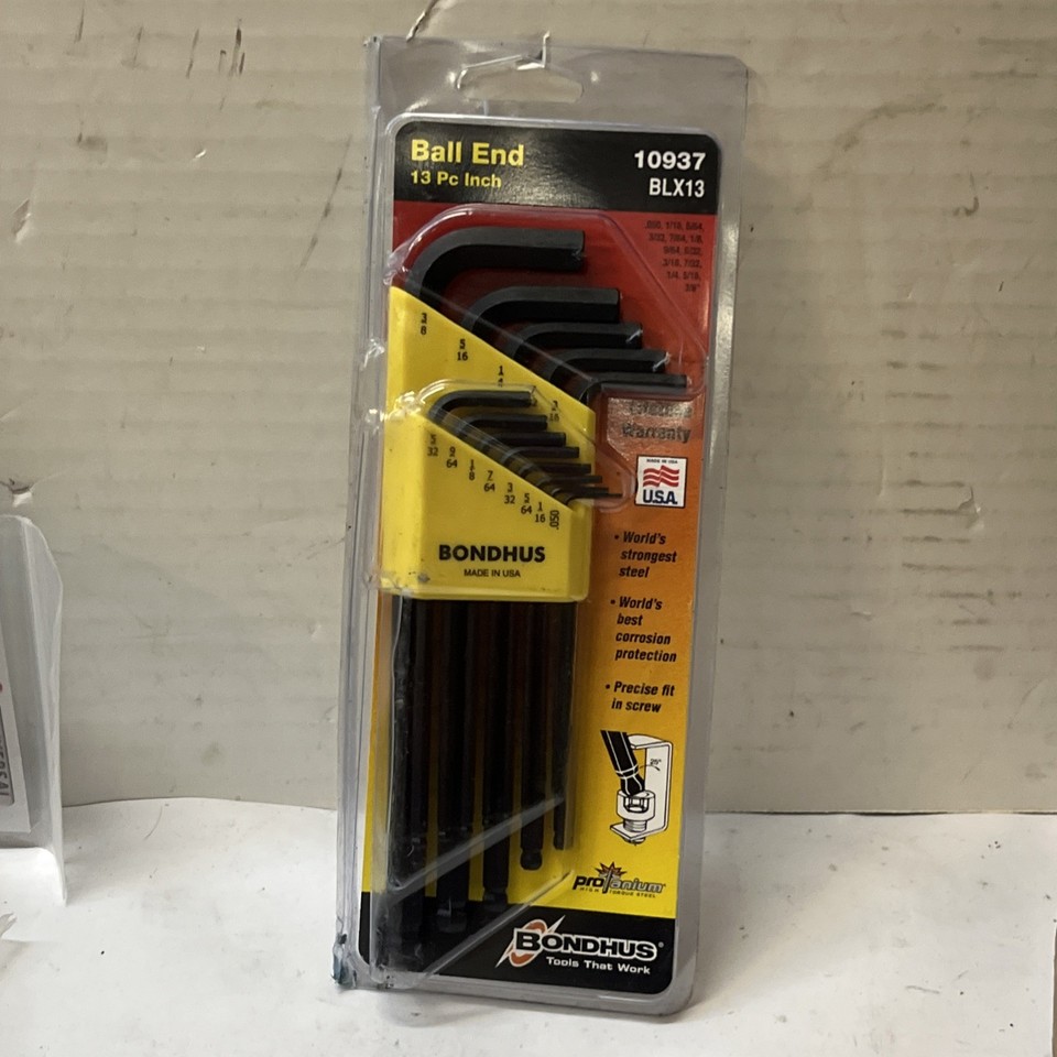 Bondhus 13 pc Ball End SAE Standard Inch Hex L Wrench Set .050 - 3/8in ...