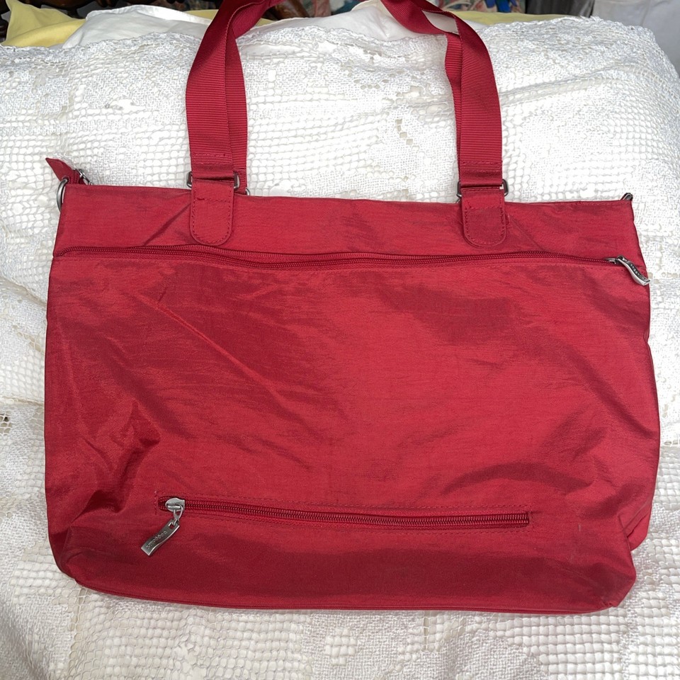 Baggallini Avenue Tote Bag Cranberry Red Water-Resistant Nylon Travel ...