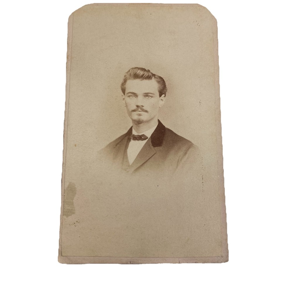 Antique CDV Photo Handsome Man Mustache Nice Hair Hazelton Pennsylvania ...