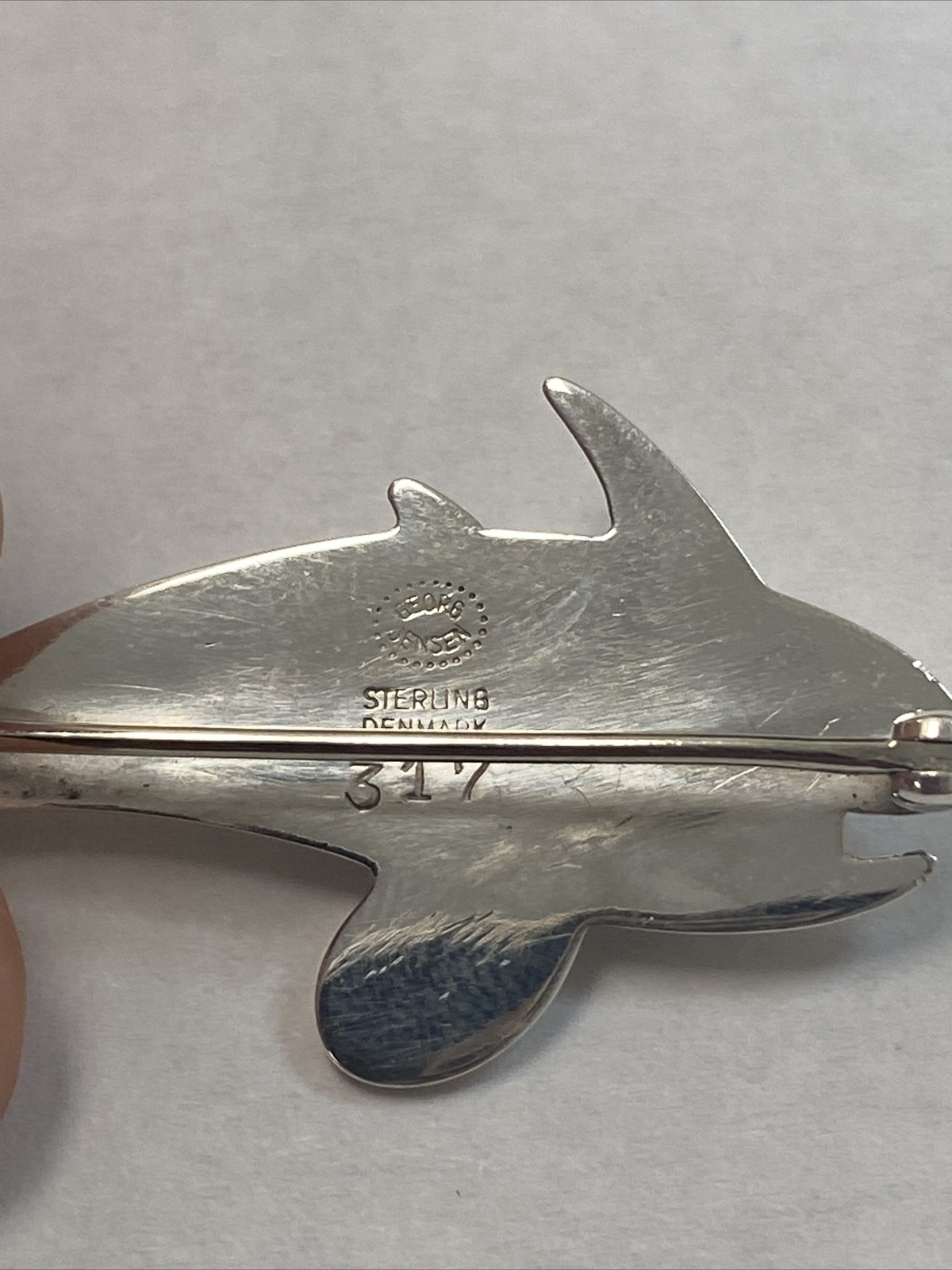 Georg jensen sterling silver Dolphin pin - Gem