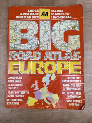 Vintage AA Big Road Atlas Europe 1985 Street Maps Large 15 x 11 Tour ...