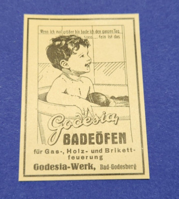 3. Godesia Werk Bad Godesberg Gas-Holz-Briketts Badeöfen Werbung ...