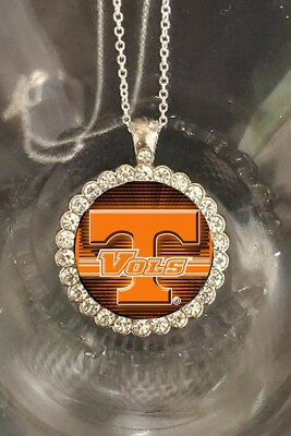 Tennessee Vols Volunteers silver bling rhinestones necklace fast free ...
