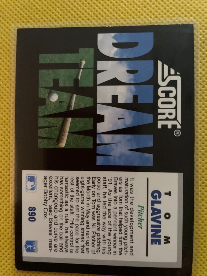1992 SCORE DREAM TEAM # 890 TOM GLAVINE | eBay