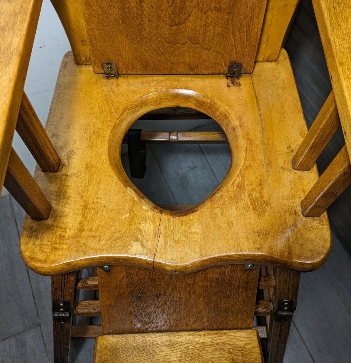 Vintage Wood Convertible Folding Baby High Chair Play Activity Desk ...