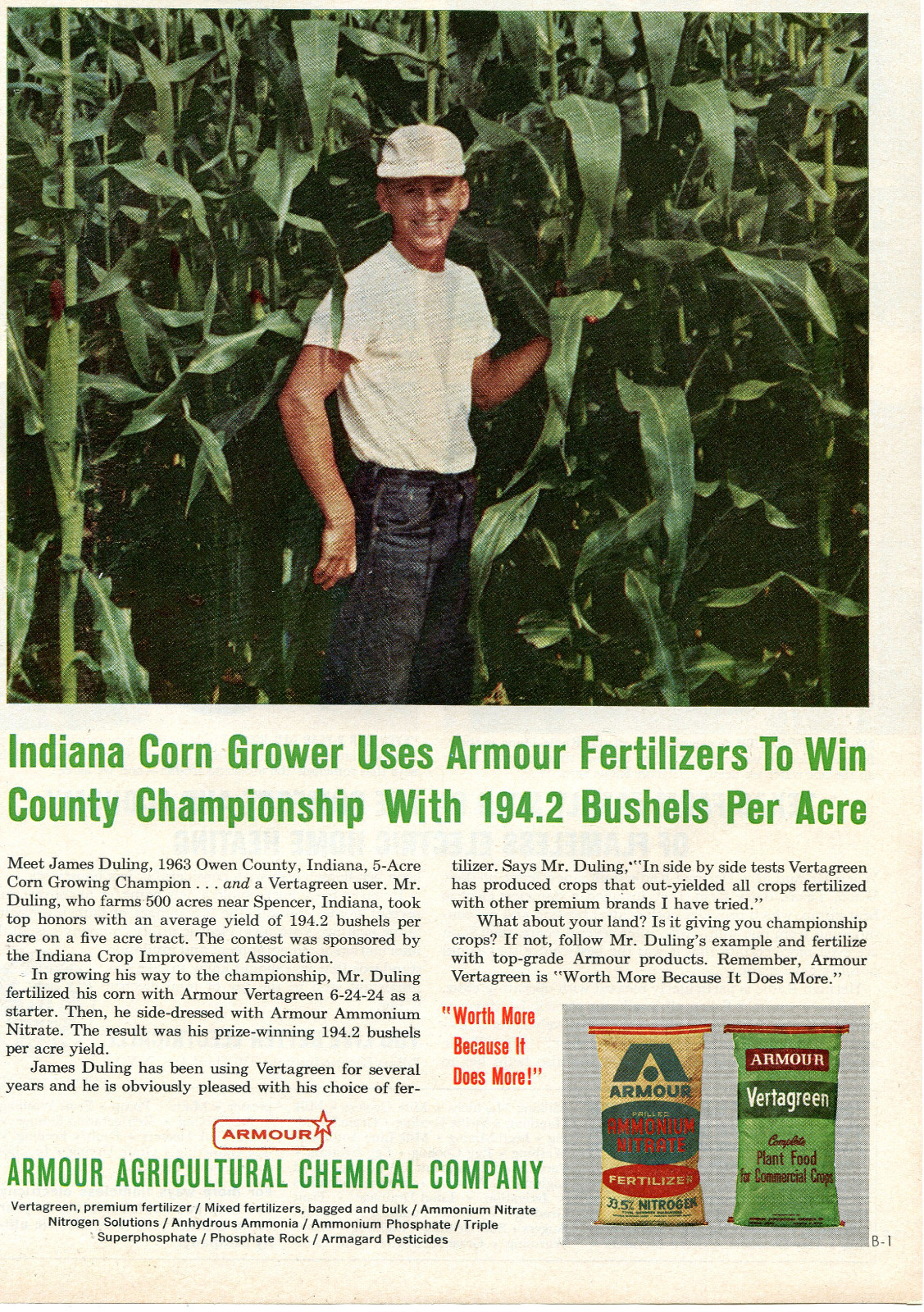 1964 Print Ad of Armour Plant Food & Fertilizer Duling Farm Spencer IN ...