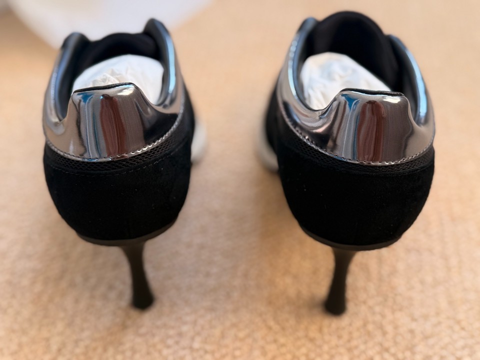 Sneex black and silver stiletto trainer high heel super comfy us7 eu37 ...