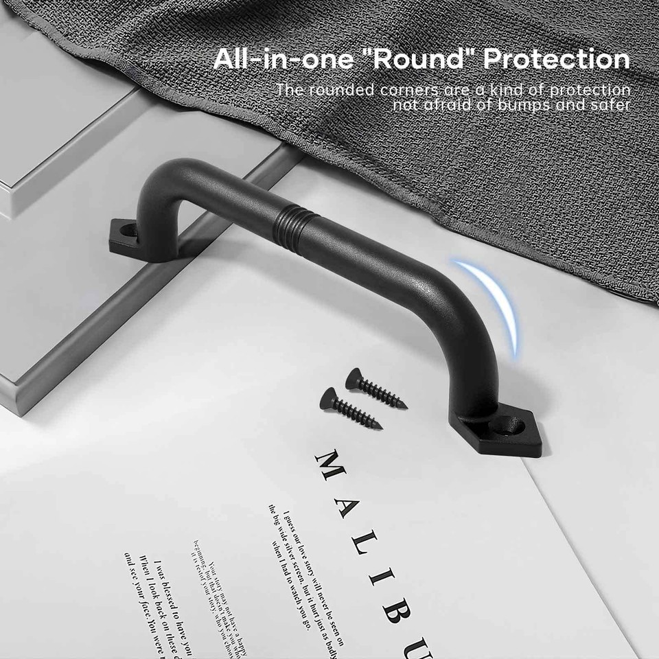 10" Barn Door Pull Handle, Rustic Black Cast Iron Grab, Gate Handles ...