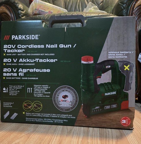 Brand new Parkside 20V Cordless Stapler Nail Gun Tacker x20v team brand ...