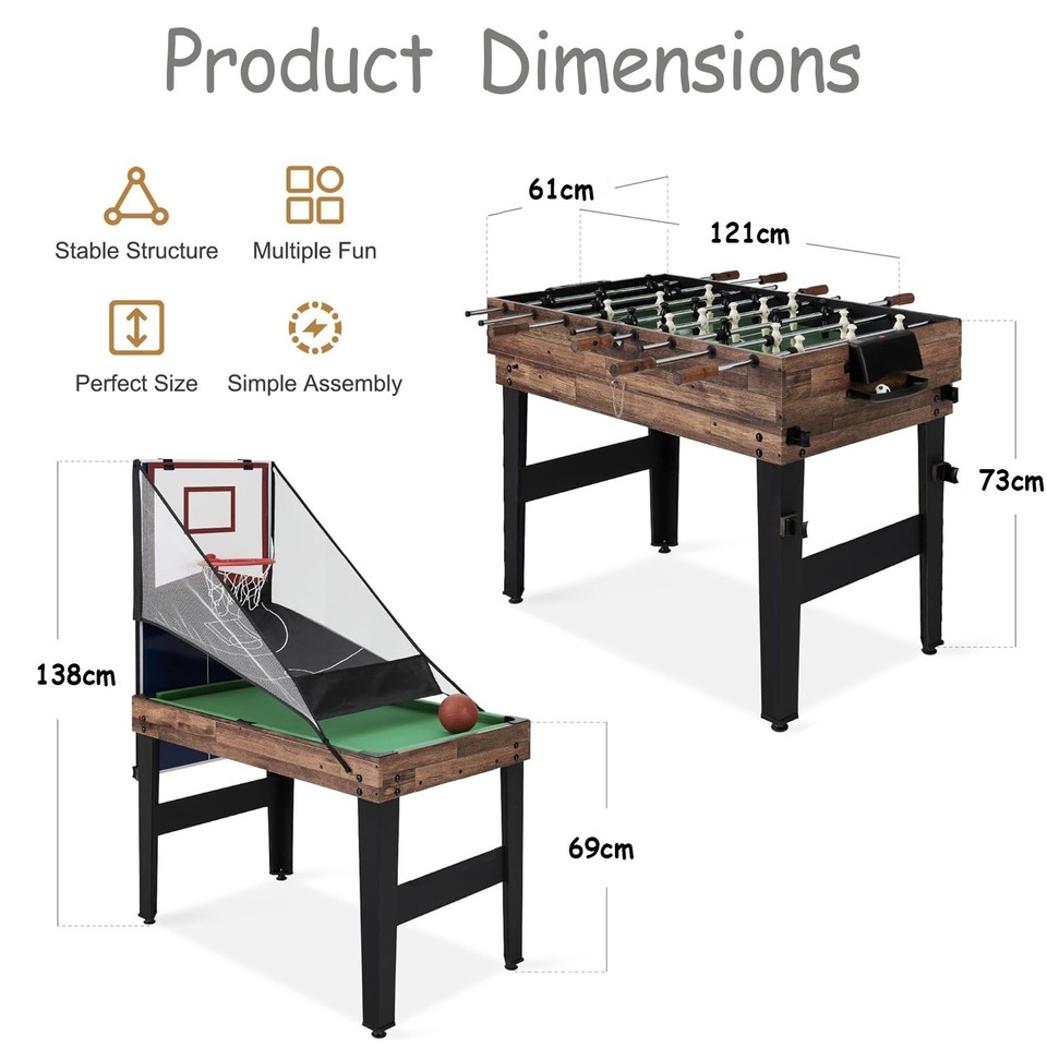 5 in 1 Multi Game Table,Kids Pool Table, Foosball,Table Tennis,Hockey ...