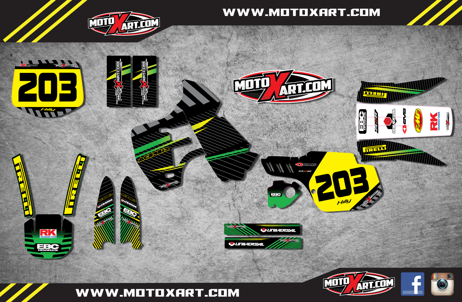 Kawasaki KX500 1988/2004 Full Custom Graphic Kit-FACTORY STYLE stickers ...