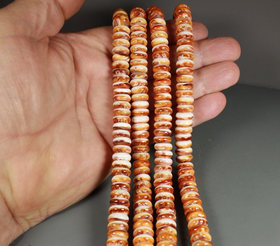 Spiny Oyster 12mm Rondelle Orange Beads 16" strand Temporary Strand | eBay
