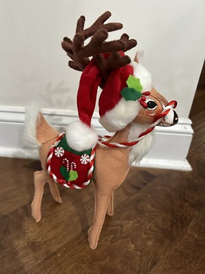 ANNALEE 2007 12" PEPPERMINT REINDEER SANTA HAT PEPPERMINT CANDY ...