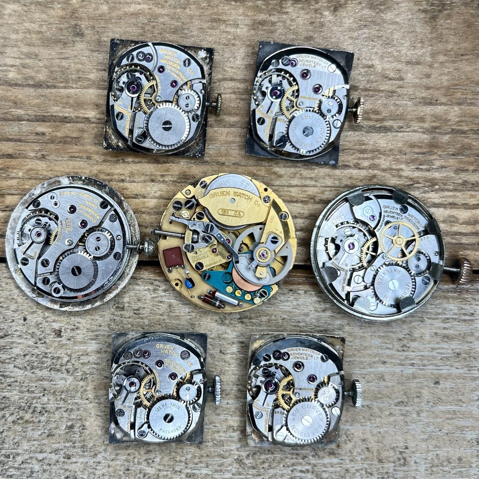 Gruen Wrist Watch Movements - GXC, 2A, B, 150CA, 415, Veri-Thin - 17 ...