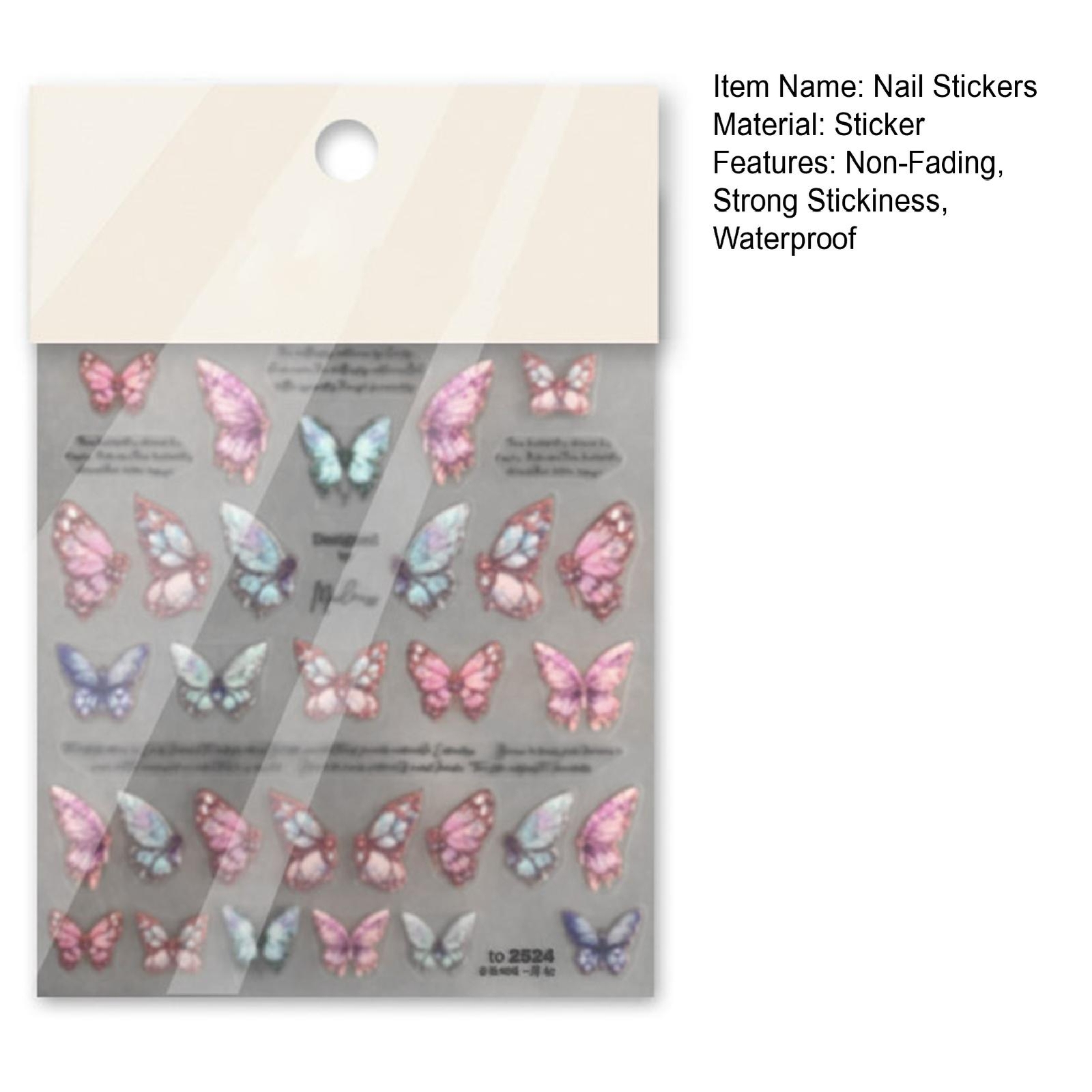 1 Sheet Nail Sliders Waterproof Decorative Cute Butterflies Series ...