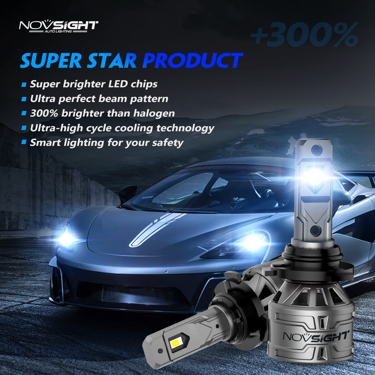 NOVSIGHT 9006 HB4 LED BULBS HEADLIGHT FOG HALOGEN REPLACEMENT KITS ...