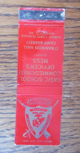 U.S. MARINE CAMP BARRETT MATCHBOOK COVER: QUATICO, VIRGINA EMPTY ...