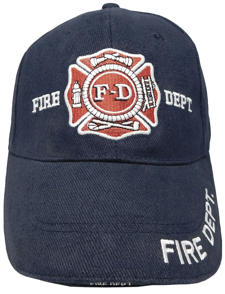 Navy Blue Fire Fighter F-D Department Fighters Emblem Embroidered Hat ...