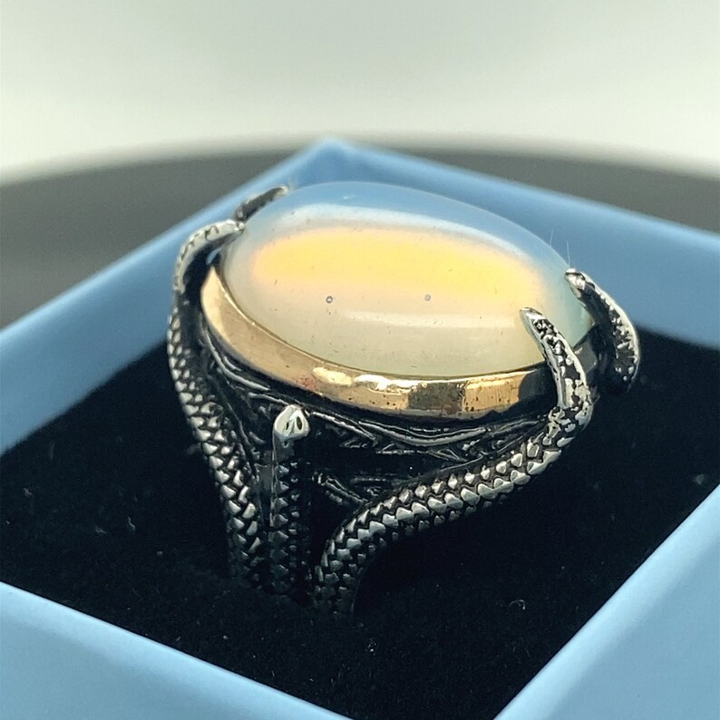 925 Silver Oval Men Moonstone Sterling Silver Claw Ring | eBay