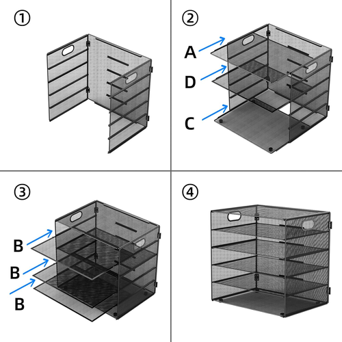 5 Tier Letter Filing Tray, A4 Paper Storage Organiser, Mesh Desk ...