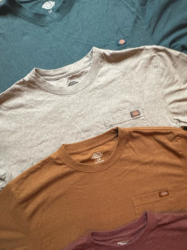Lot (4) MENS Dickies Heavyweight Pocket T Shirts - Size Large | eBay