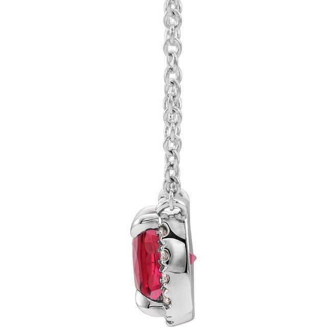 Platinum Lab-Grown Ruby & .05 CTW Natural Diamond 18" Necklace | eBay