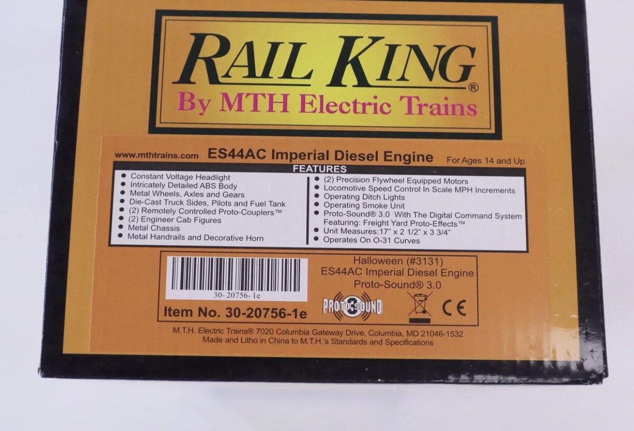 MTH RAILKING IMPERIAL HALLOWEEN ES44AC DIESEL ENGINE 30-20756-1! O ...