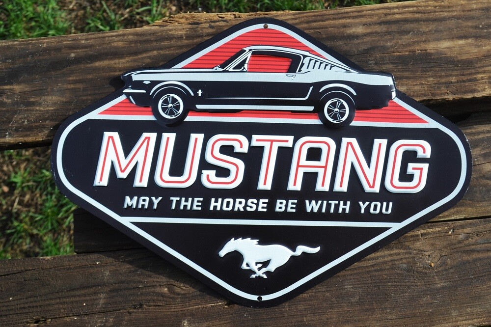 Ford Mustang Embossed Tin Sign - Bullitt - Fastback - May the Horse Be ...