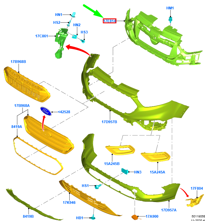 FORD TRANSIT CUSTOM M1 Front Bumper Reinforcement 2183760 NEW GENUINE ...