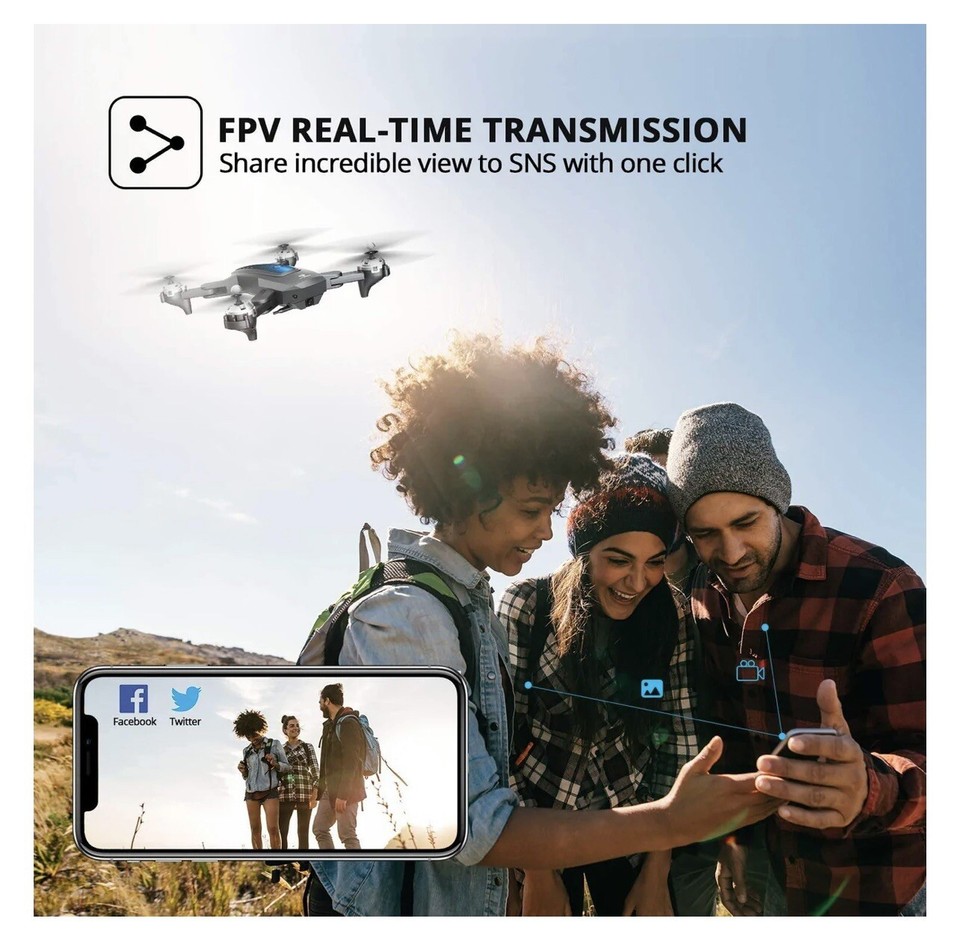 DEERC D10 Foldable Drone with Camera for Adults 2K HD FPV Live Video ...