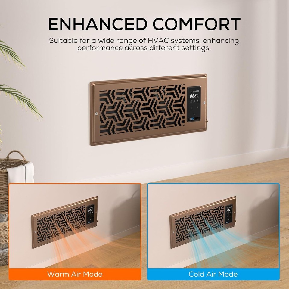 4"x10" Register Booster Fan Energy Efficient HVAC Vent Booster Fan w ...