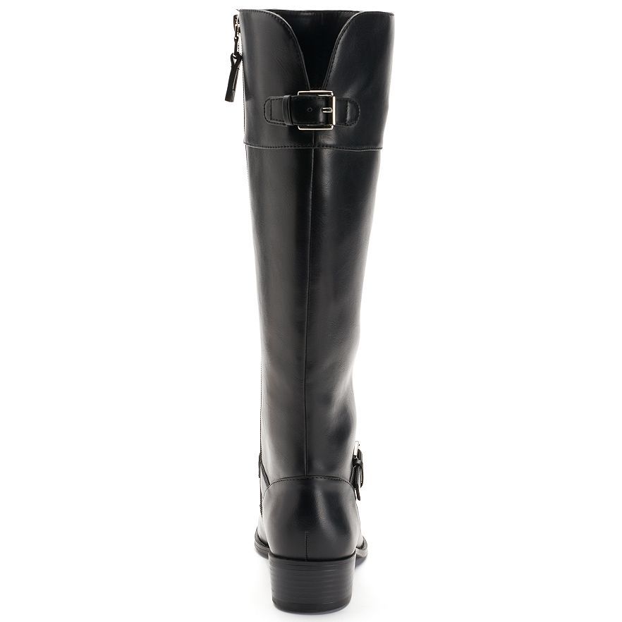 Chaps Gen Women's Black Buckle Knee High Riding Boots Size 6.5 | eBay