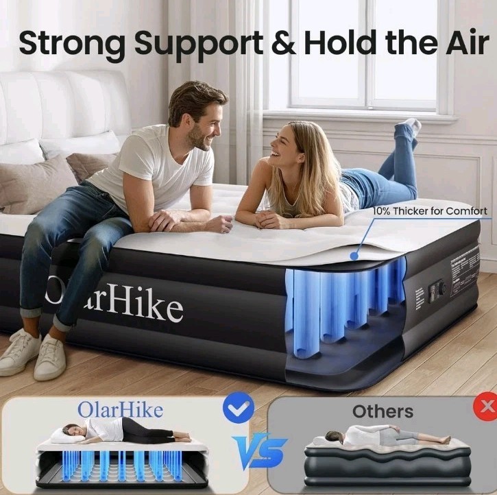 OlarHike Inflatable Mattress, Air Bed with Built-in Electric Pump, King ...