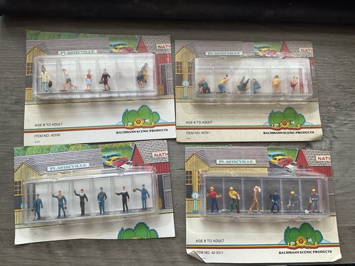 4 Vintage Bachman Mini-People Sets HO Scale Train Crew Work Crew ...