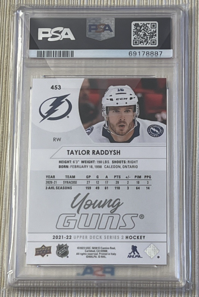 2021 Upper Deck Hockey #453 Taylor Raddysh Young Guns Tampa Bay GEM MT ...