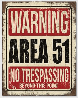 Area 51 Metal Tin Sign No Trustpassing Garage Home Bar Shop Wall Decor ...