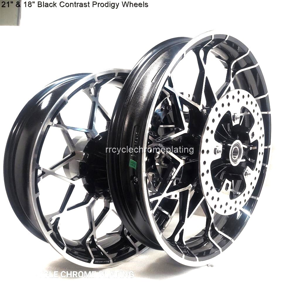 Harley Black Contrast Prodigy Wheels 21' F, 18" R ,09-23 Street Glide ...