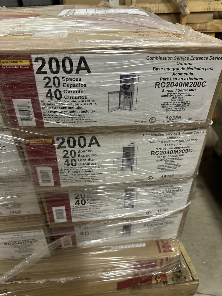 Square D Schneider 200amp 20 Space 40 Circuit 240V RC2040M200C With ...