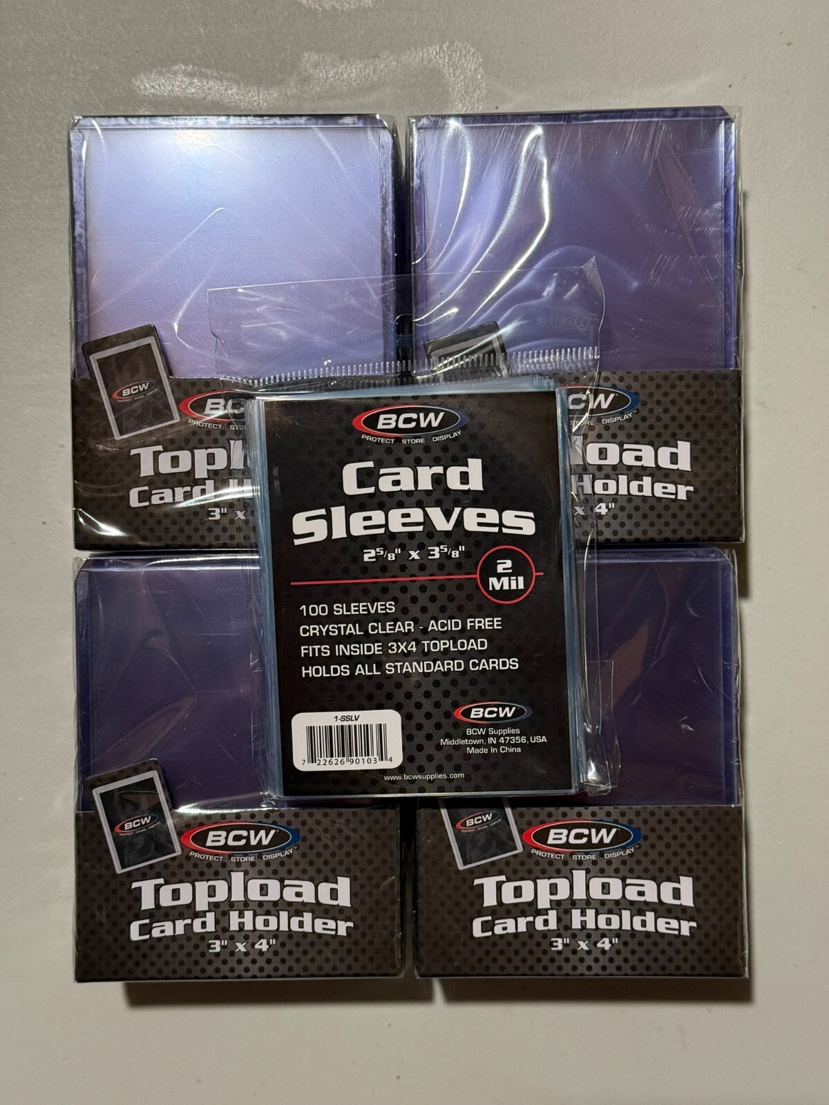 BCW 100 Count Regular 3x4 Top loaders & Soft Protector Sleeves - Bundle ...