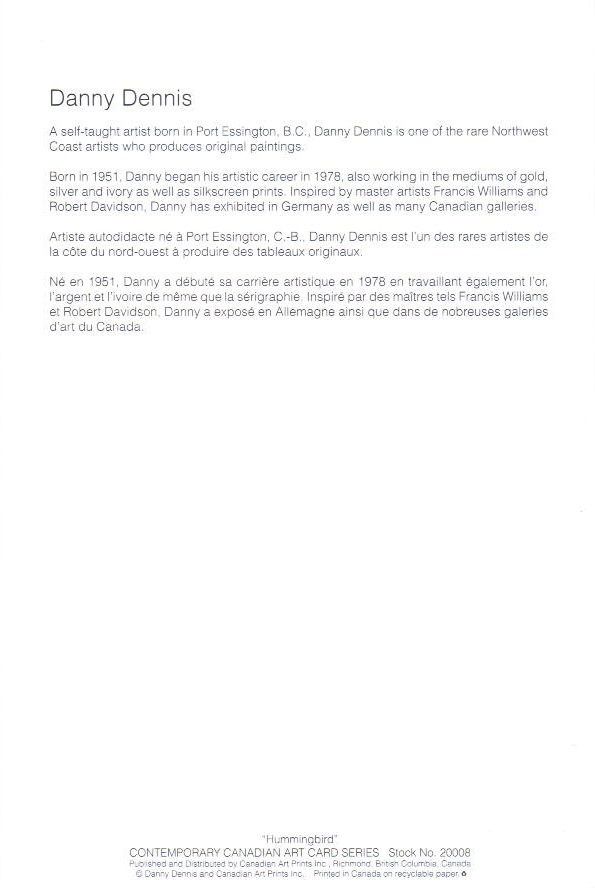 Hummingbird Danny Dennis Art Card Tsimshian Northwest Coast Native | eBay