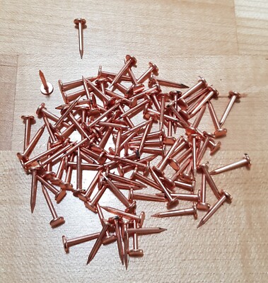 200 - 9/16” long COPPER-COATED TACKS - 3/16” wide flat head (Lot of 200 ...