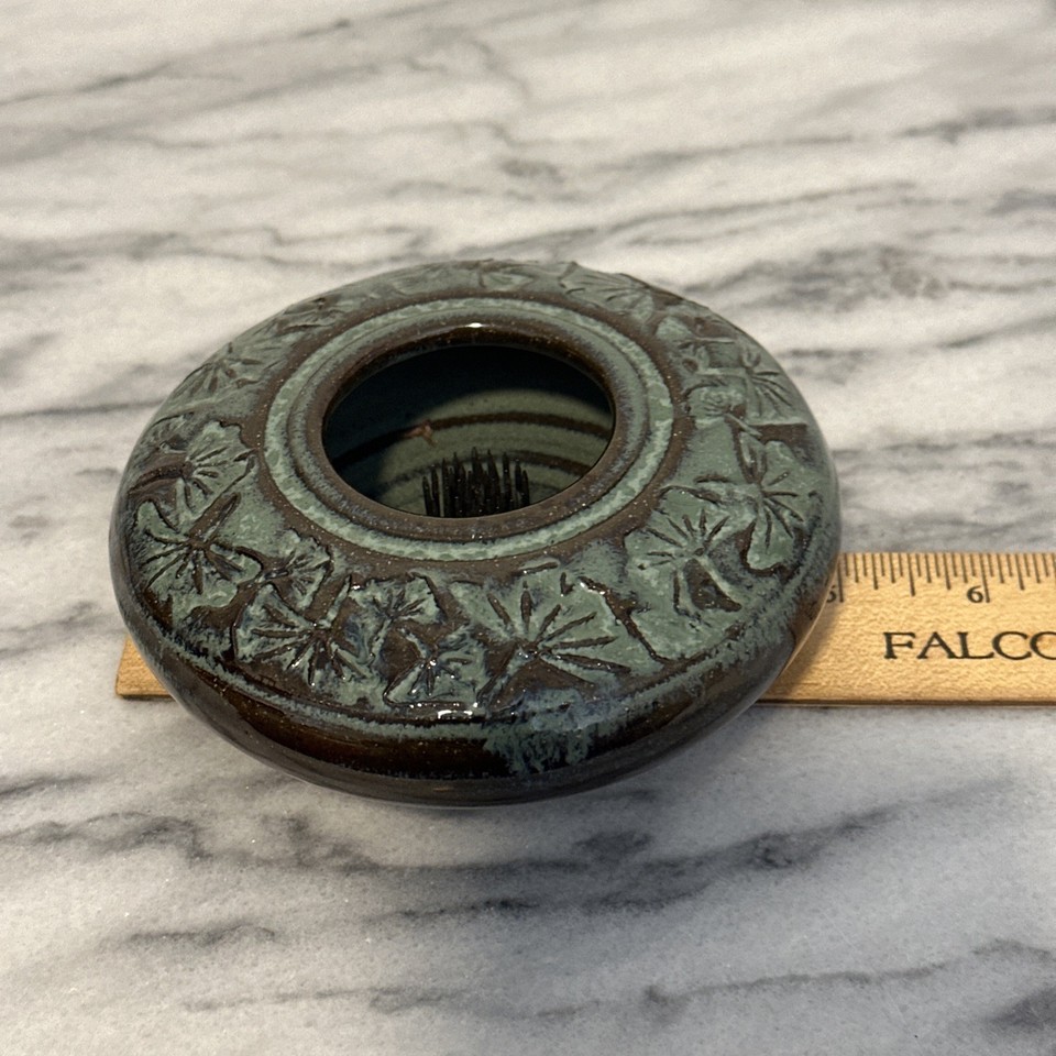 Flower Frog Studio Art Pottery Vase Floral Drip Glazed With Metal ...