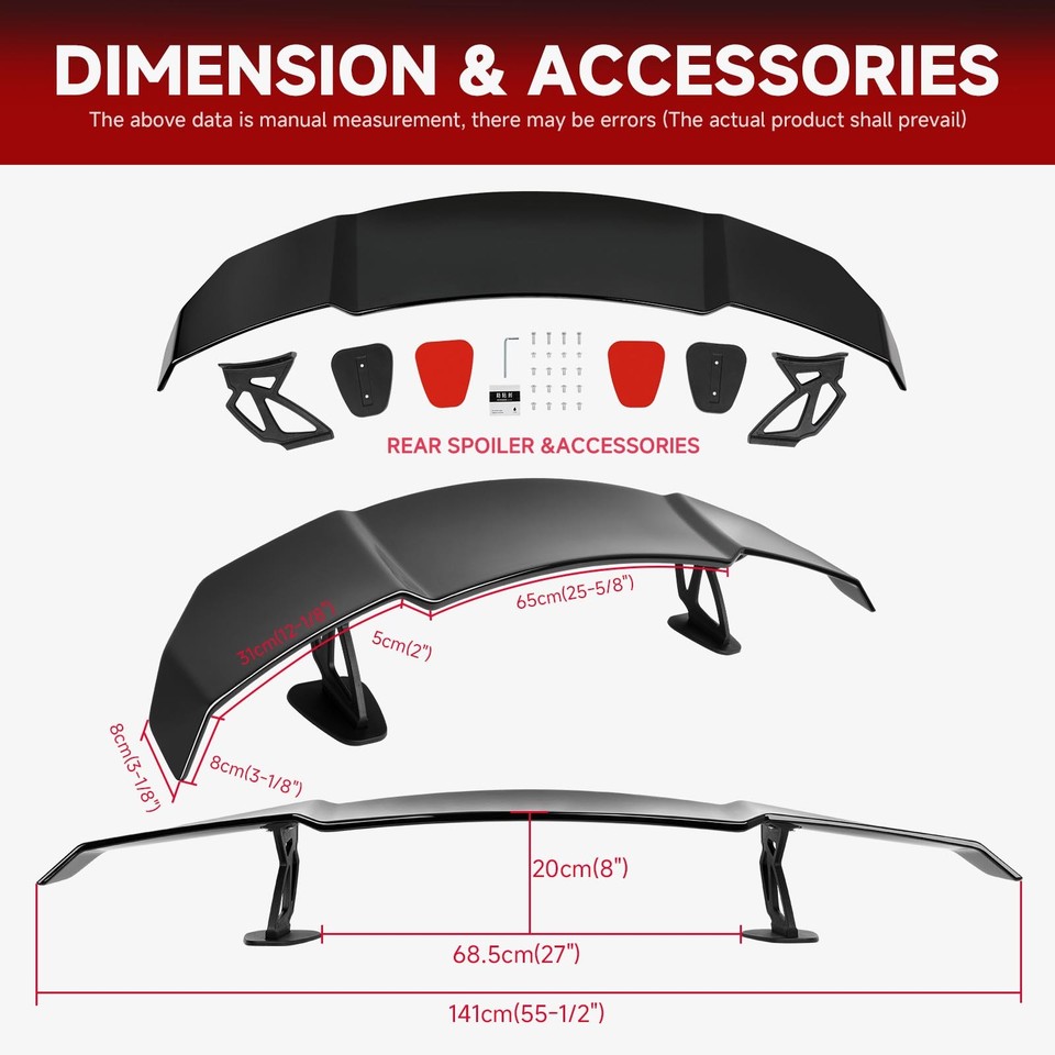 55" GT Style Rear Trunk Spoiler Racing Wing For Holden Commodore VE VF ...