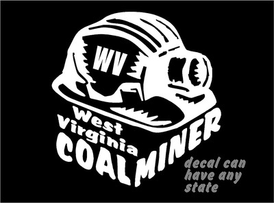 Coal Miner Hat Decal Your State vinyl car truck window sticker graphic ...
