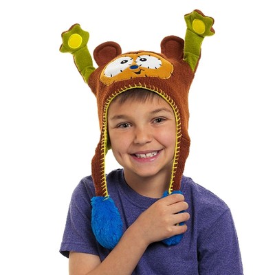 Flipeez Huggy Monkey Action Flap Ears Brown Winter Hat Cap Beanie | eBay