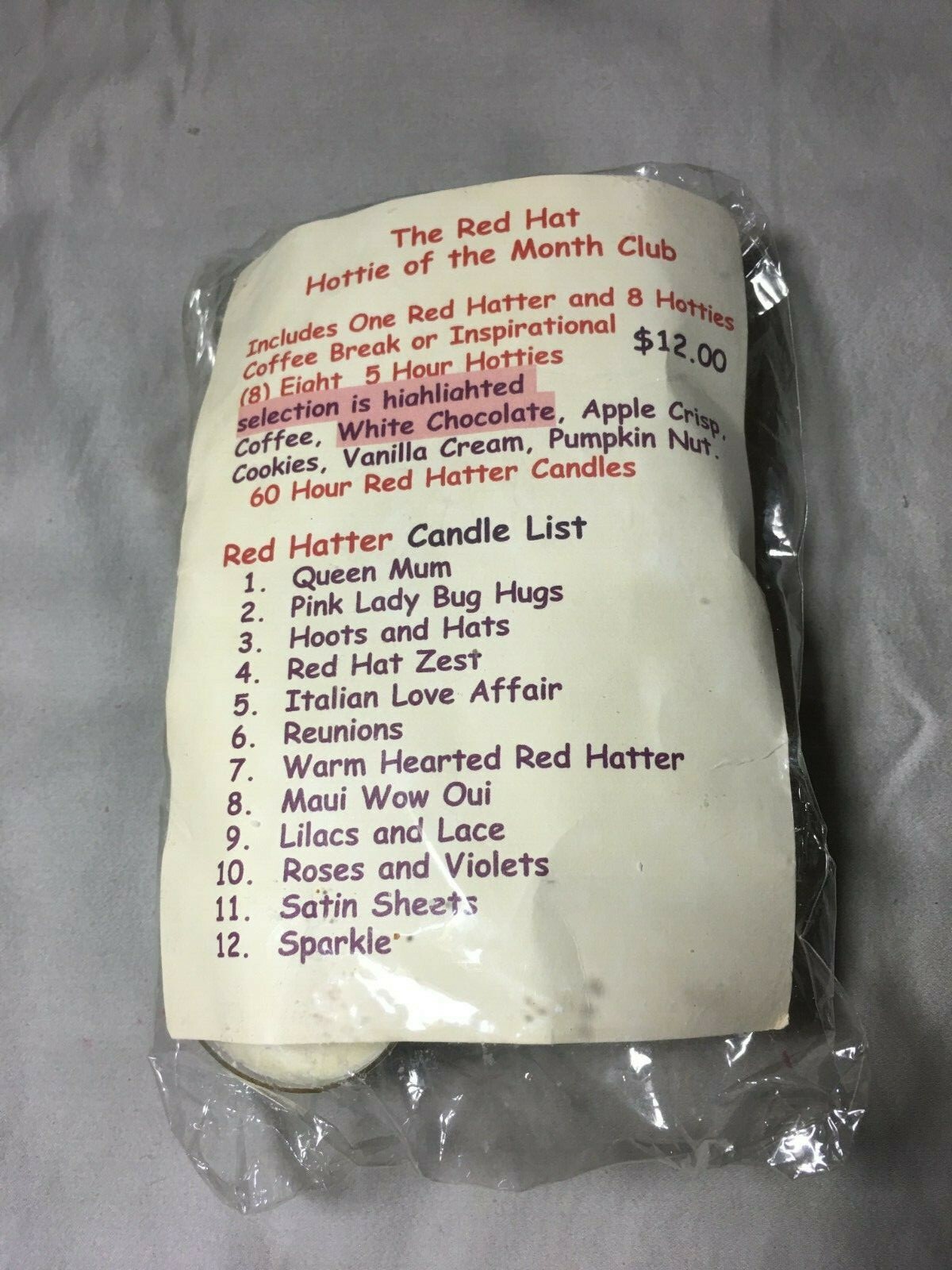 The Red Hat Hottie Bag Of White Chocolate Tea Light Candles 8 Count | eBay